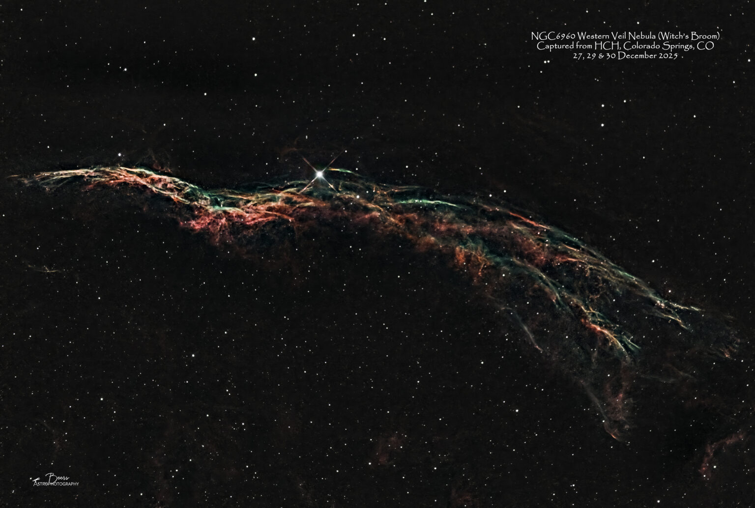 NGC6960 West Veil (Witch's Broom) Nebula - Beers Astrophotography