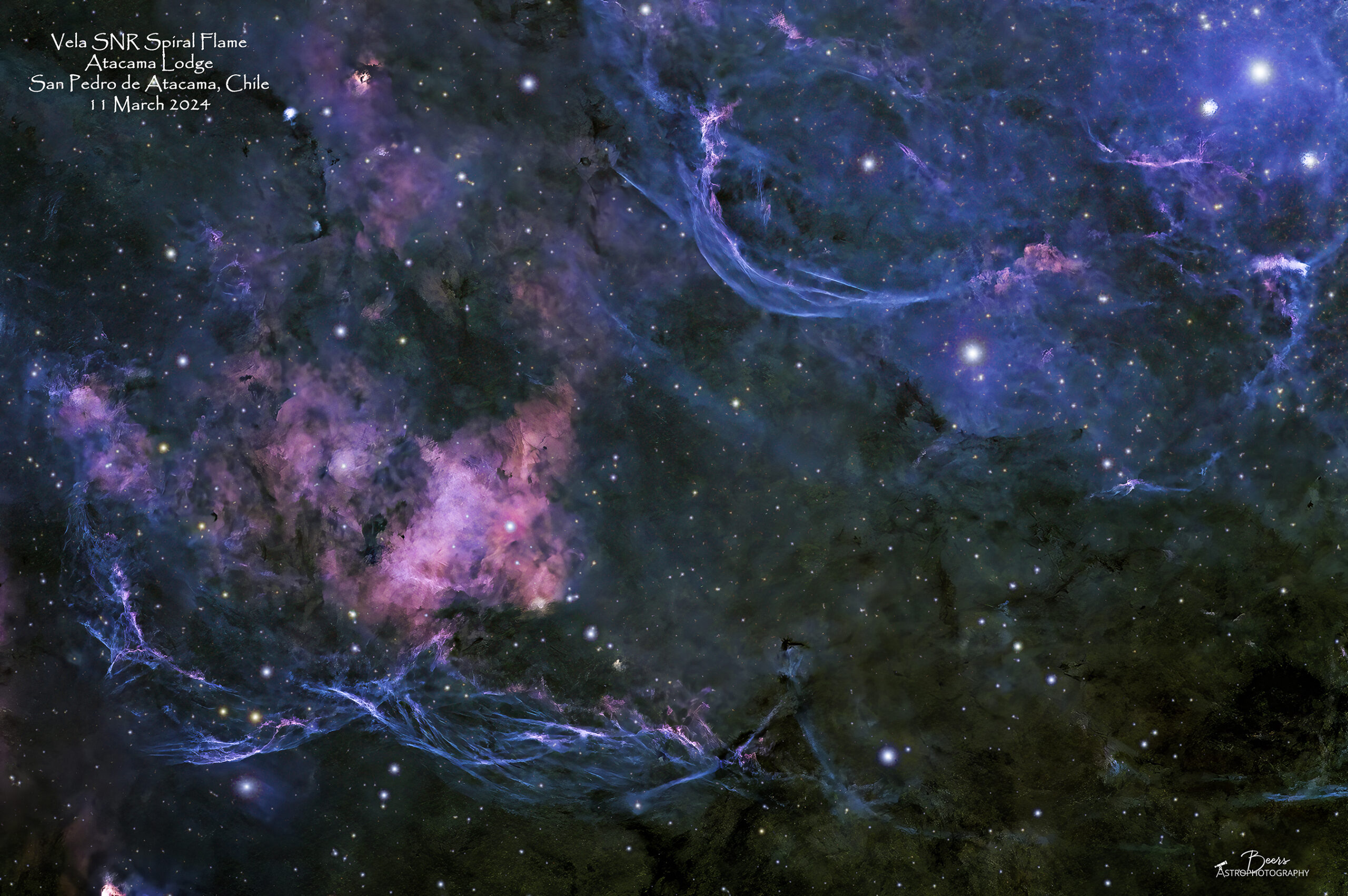 Vela Supernova Remnant (SNR) - Spiral Flame - Beers Astrophotography